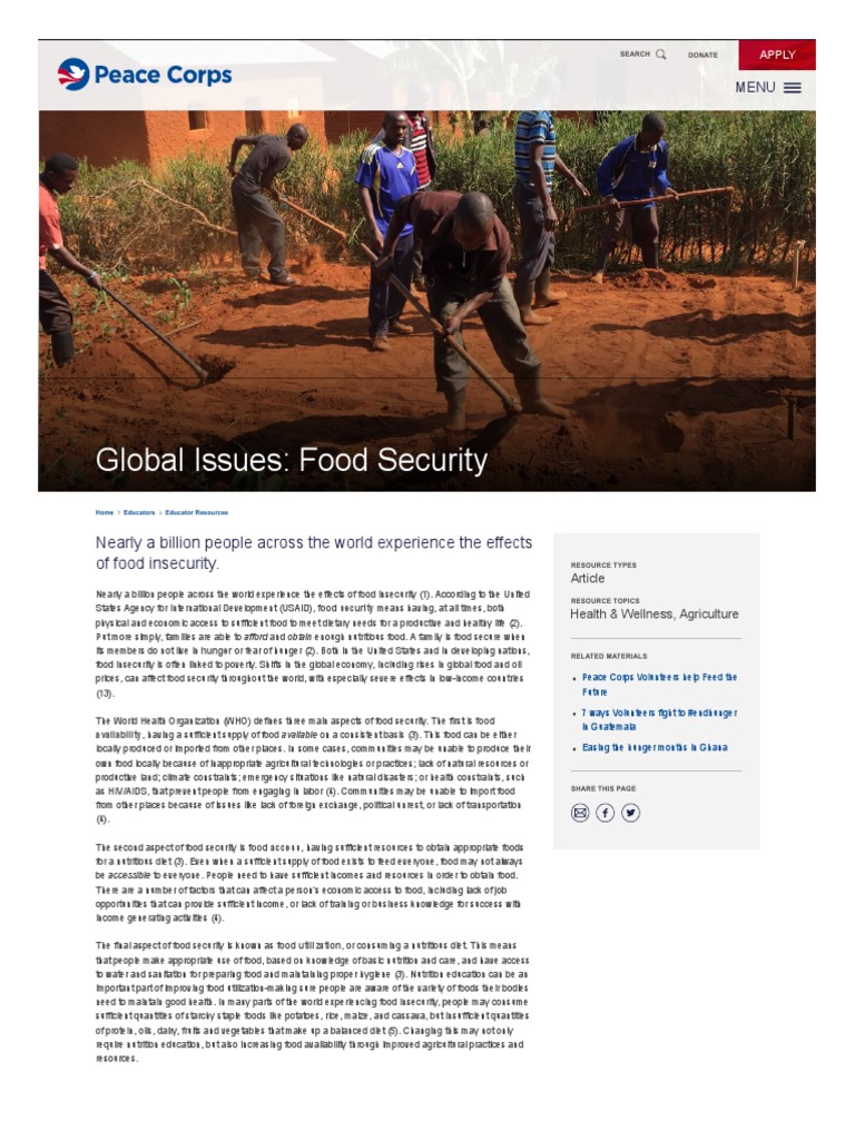 WWW Peacecorps Gov Educators Resources Global Issues Food Security ...