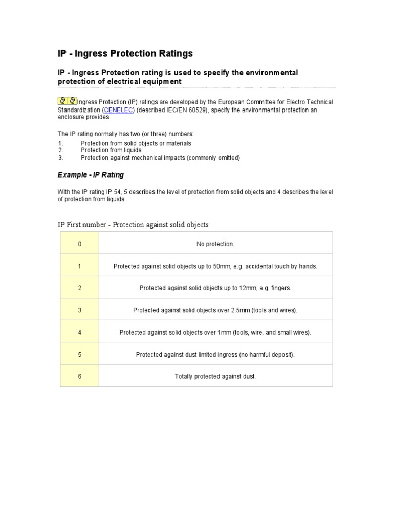 IP-Ingress Protection Ratings | Download Free PDF | Electricity ...