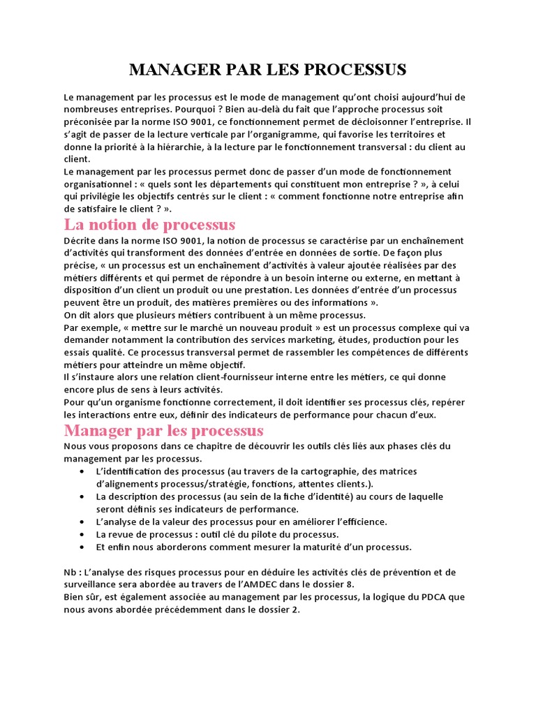 Management par les Processus Efficace | PDF | Business | Commercialisation