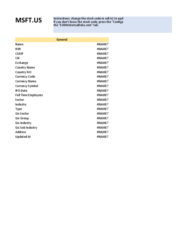 Excel Price Feed Eod Historical Data Template Pdf 
