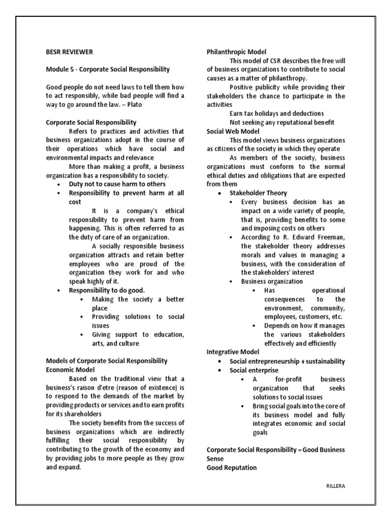 BESR REVIEWER | PDF | Entrepreneurship | Corporate Social Responsibility