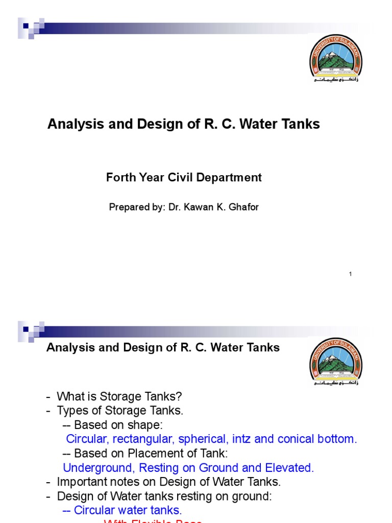 Lecture - 4 - Analysis and Design of R. C. Water Tanks | PDF | Stress ...