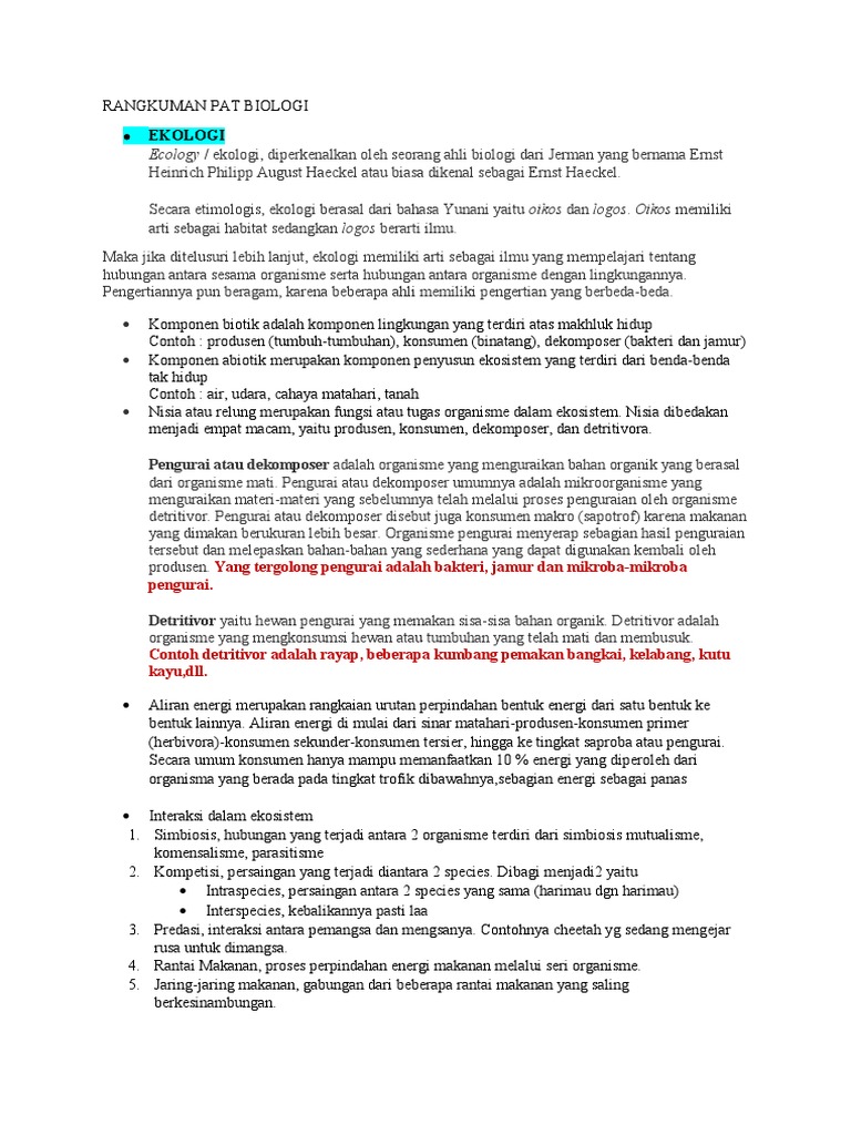 Rangkuman Pat Biologi Kelas 10 | PDF