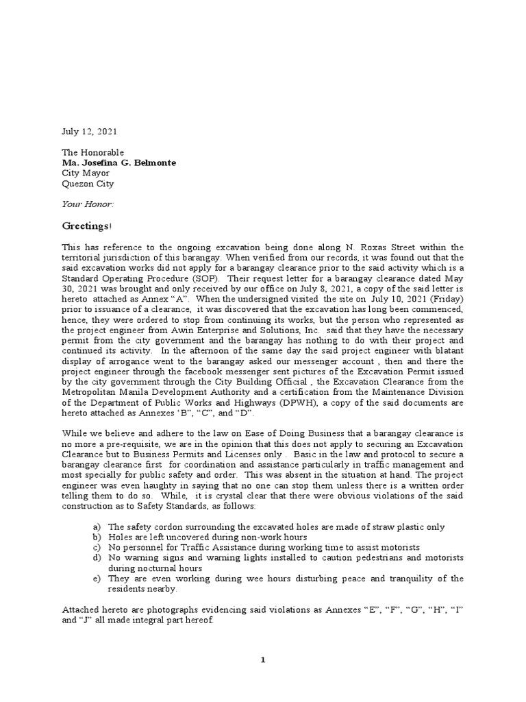 Request to Revoke Excavation Permit | PDF | Justice | Crime & Violence