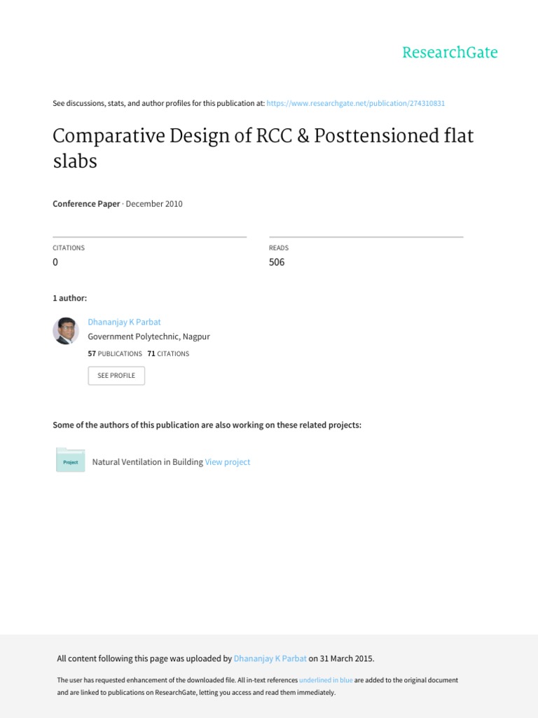 Design of RCC Post-Tensioned Flat Slabs | PDF | Prestressed Concrete ...