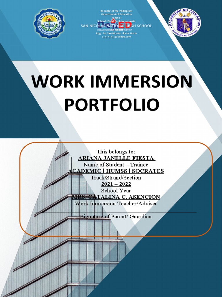 Work Immersion Portfolio G12 1 | PDF | Job Interview | Confidentiality