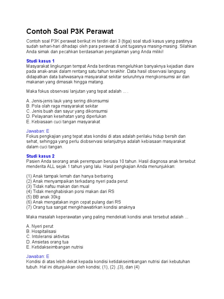 Contoh Soal P3K Perawat | PDF