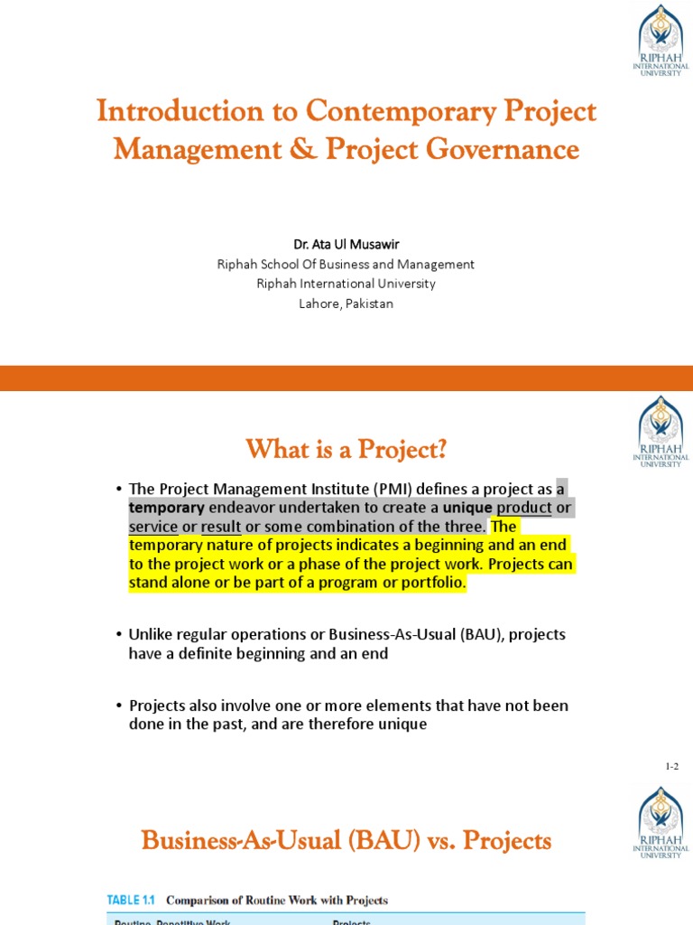 01 Introduction To Contemporary Project Management Project Governance ...