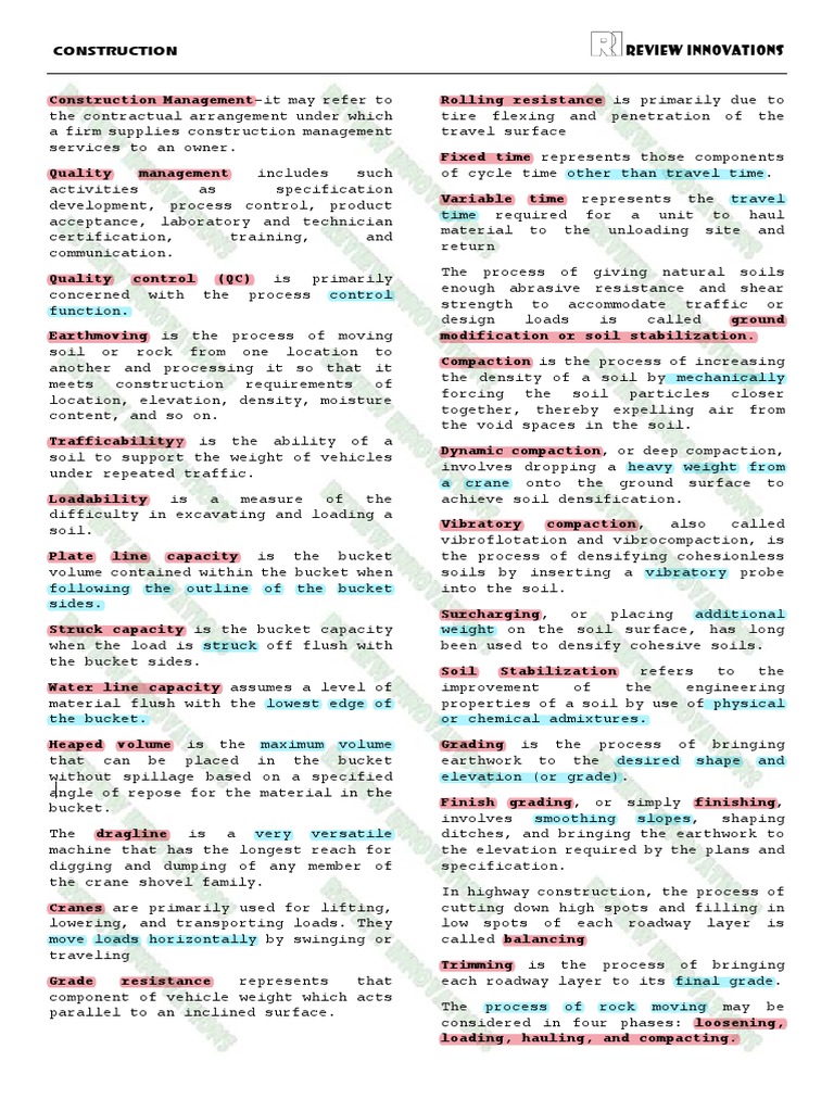 Construction Concepts and Terms Compilation | PDF | Technology ...