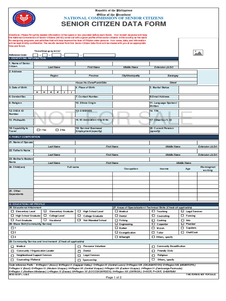 Senior Citizen Data Form | PDF | Chronic Condition | Income