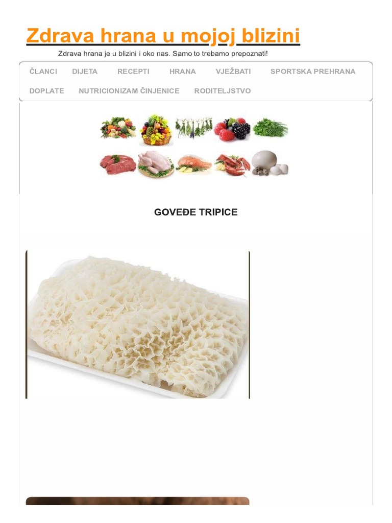 Goveđe Tripice - Kalorije I Hranjive Sastojke | PDF