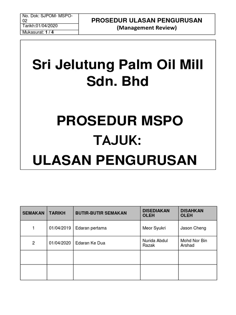 Management Review Procedure | PDF