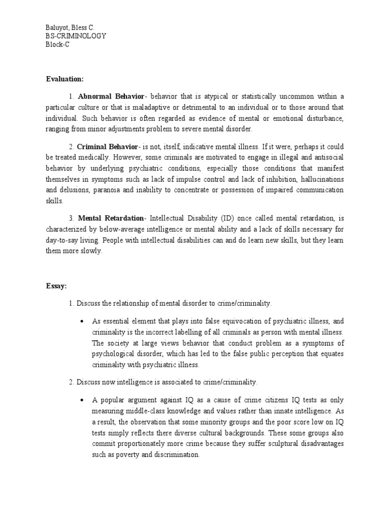 Human Behavior and Victimology 2 | PDF | Insanity Defense | Mental Disorder