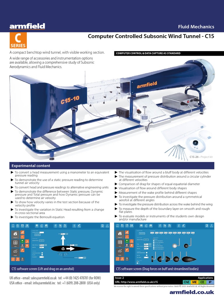 C15 Computer Controlled Subsonic Wind Tunnel Datasheet - v1g Web | PDF ...