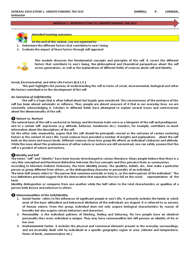 Uts Module 1 | PDF | Identity (Social Science) | Nature Versus Nurture