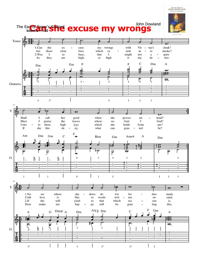 Dowland's "Can She Excuse My Wrongs" | PDF | Songs | Compositions
