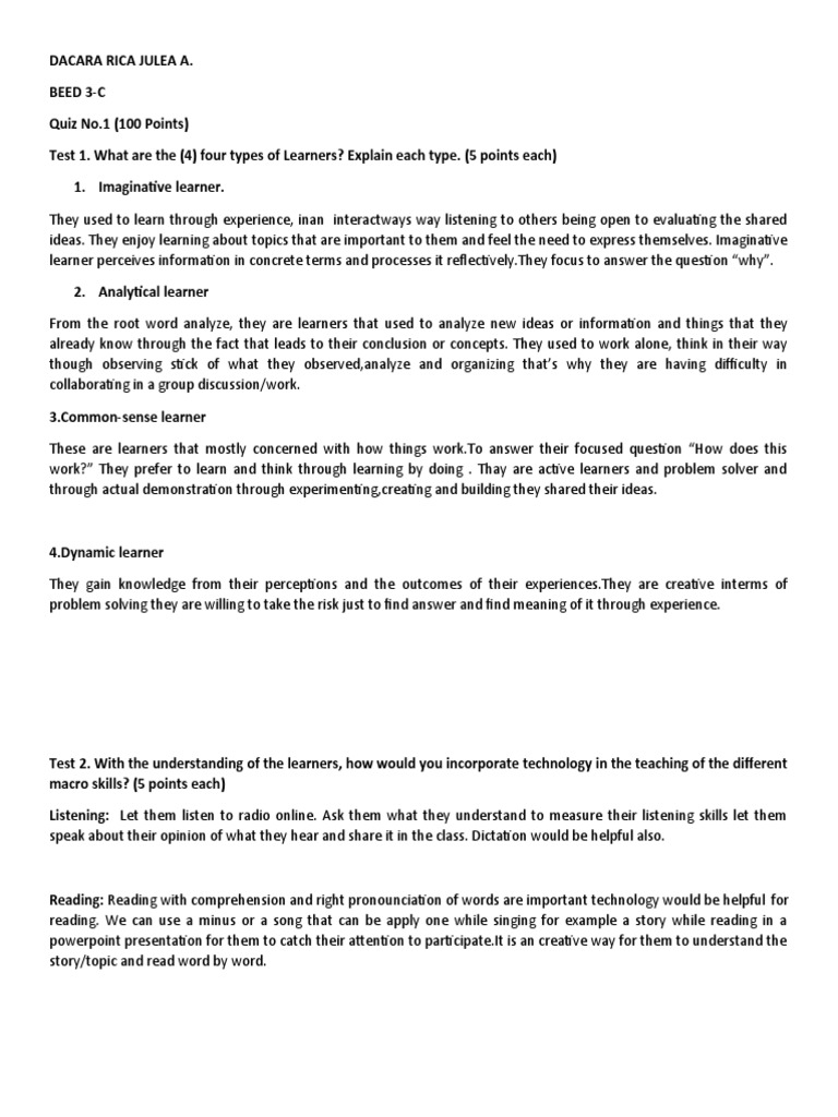 Quiz No 1-Lesson 1, 2, 3,4 | PDF