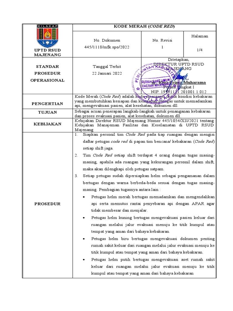 Sop Kode Merah (Code Red) + Pass - PDF - Upload | PDF