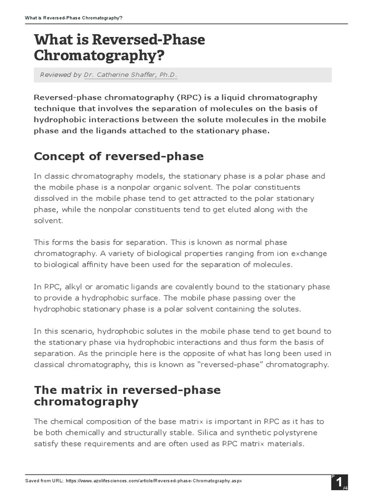 What Is Reversed Phase Chromatography | PDF | Chromatography | High ...