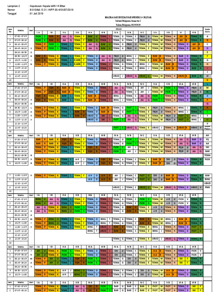 00 Jadwal-Matrix 19-20 Ok SMT 2 Senin 6 1 20 | PDF