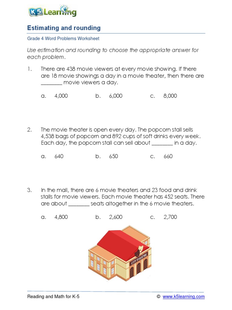 Grade 4 Word Problems Estimating Rounding F | PDF