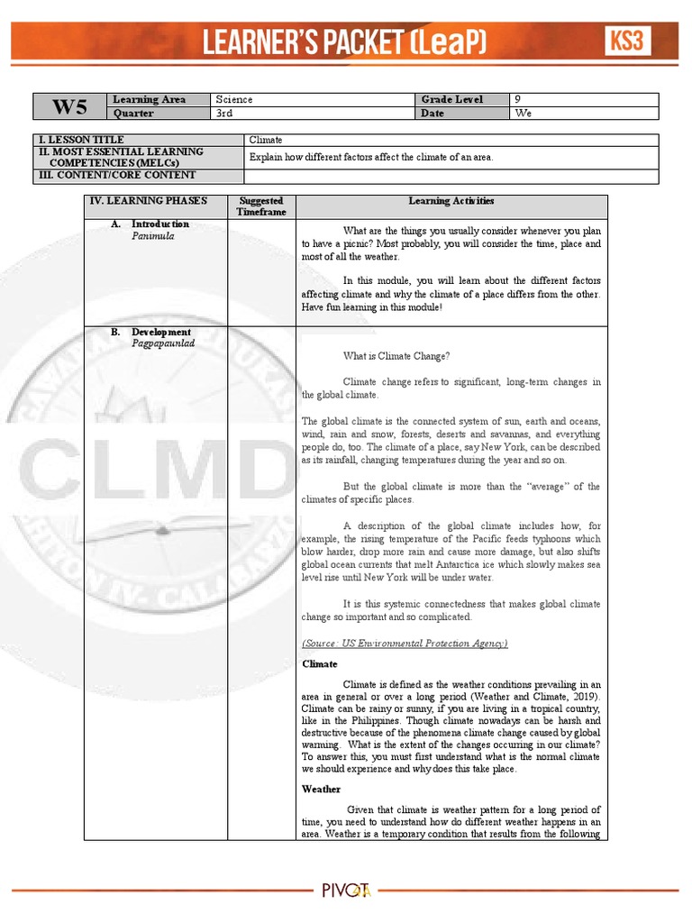 LeaP-Science-9 Q3 Week5 | PDF