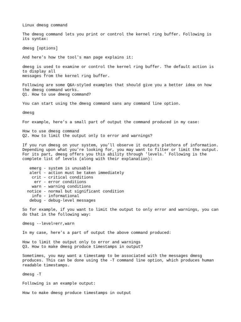 Dmesg Tutorial | PDF | Software Engineering | Information Age