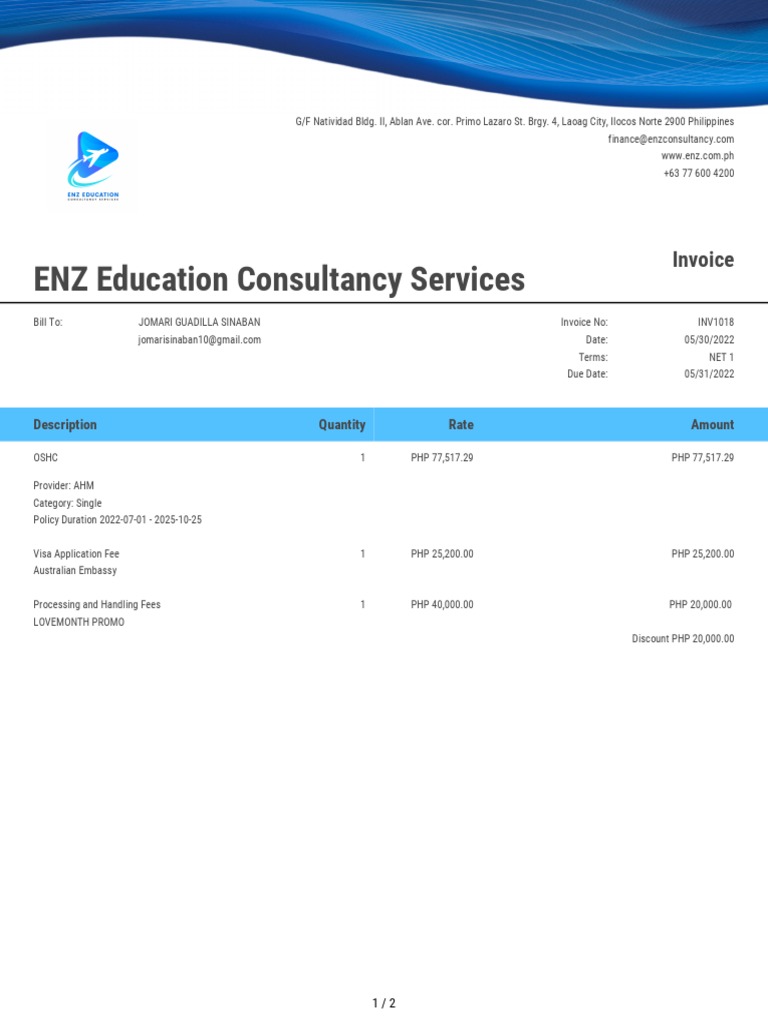 Invoice Quotation - Jomari Guadilla Sinaban | PDF | Invoice | Payments