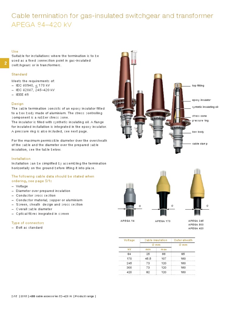 2015 - Catalog - ABB Cable Accessories 84-420 KV - English - Cable ...