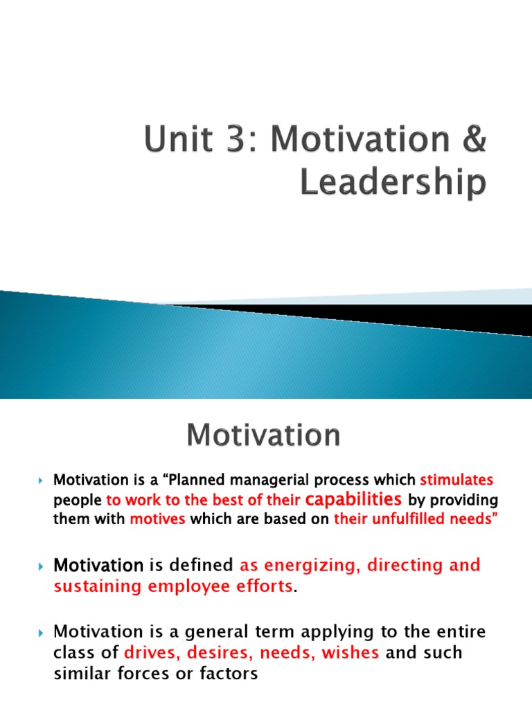 Motivation Theories and Workplace Application | PDF | Leadership ...