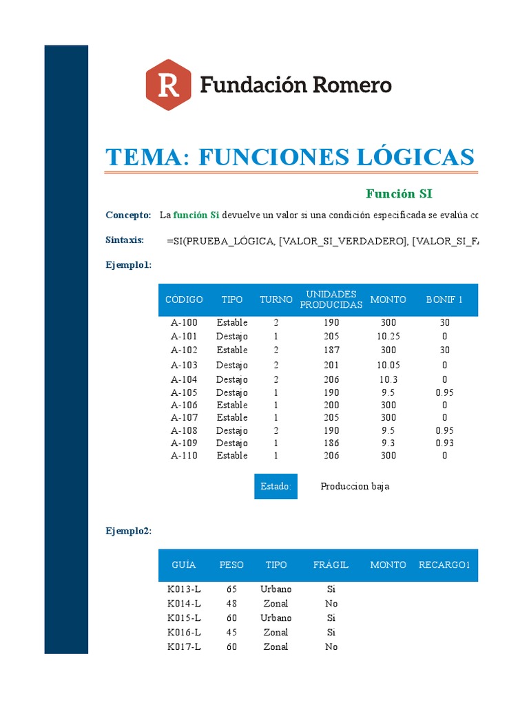 Funciones Lógicas - Ejercicio | PDF