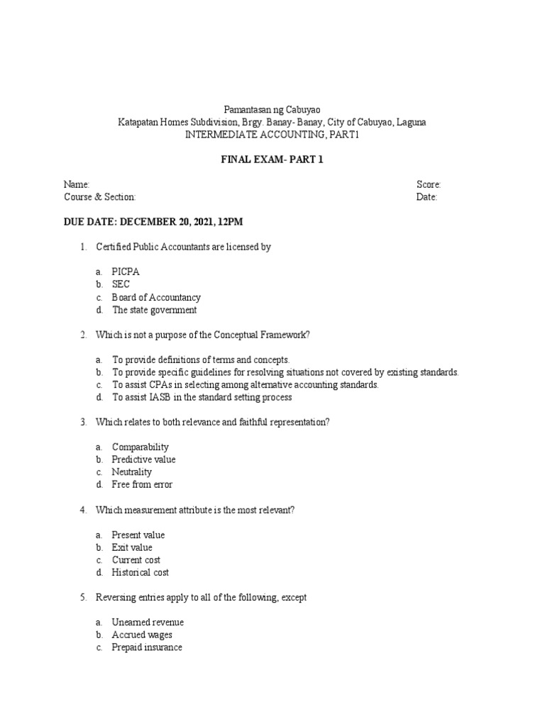 Take Home - Final Exam Part 1 | PDF | Bad Debt | Debits And Credits