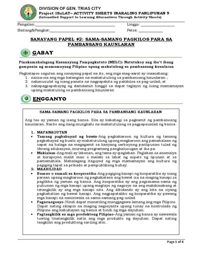 Q4-Las AP g9 Week-2 | PDF