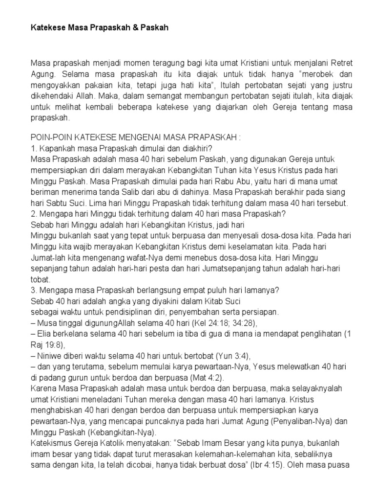 Katekese Masa Prapaskah | PDF