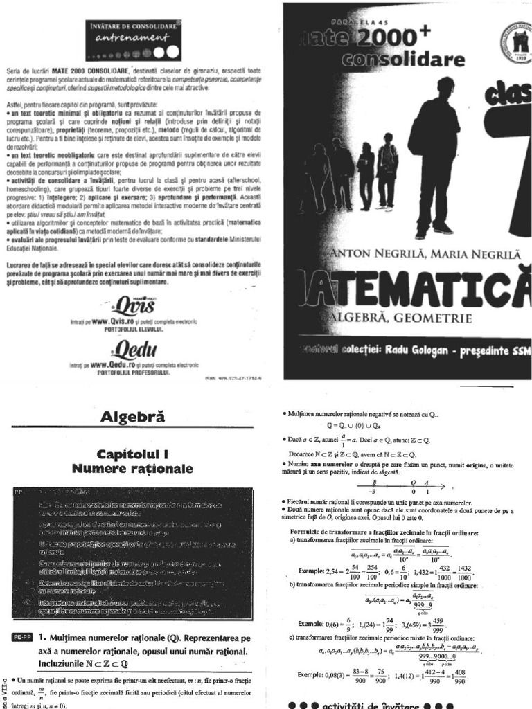 Culegere Mate 2000, Cls.a VII-a | PDF