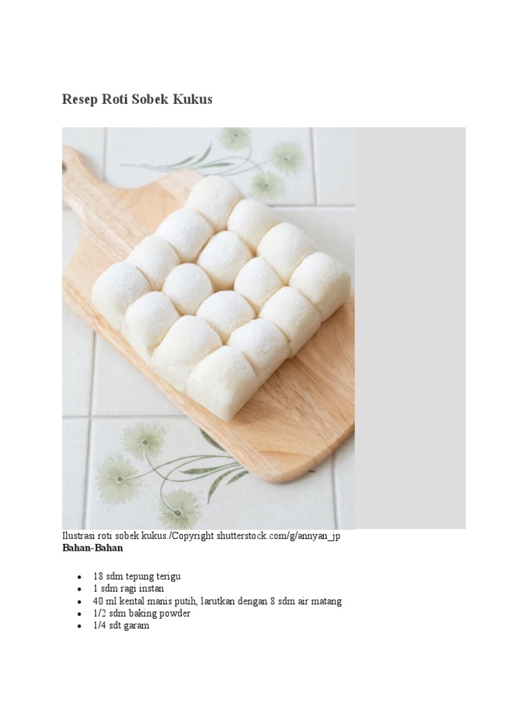 Resep Roti Sobek Kukus | PDF