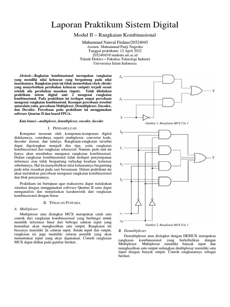 Laporan Praktikum Sistem Digital Modul 3 - Rangkaian Kombinasional | PDF