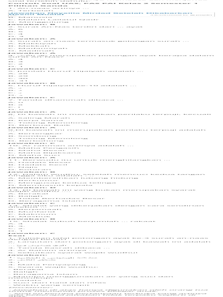 Contoh Soal UAS, PAS PAI Kelas 2 Semester 1, Lengkap Dengan Jawabannya - Halaman All | PDF