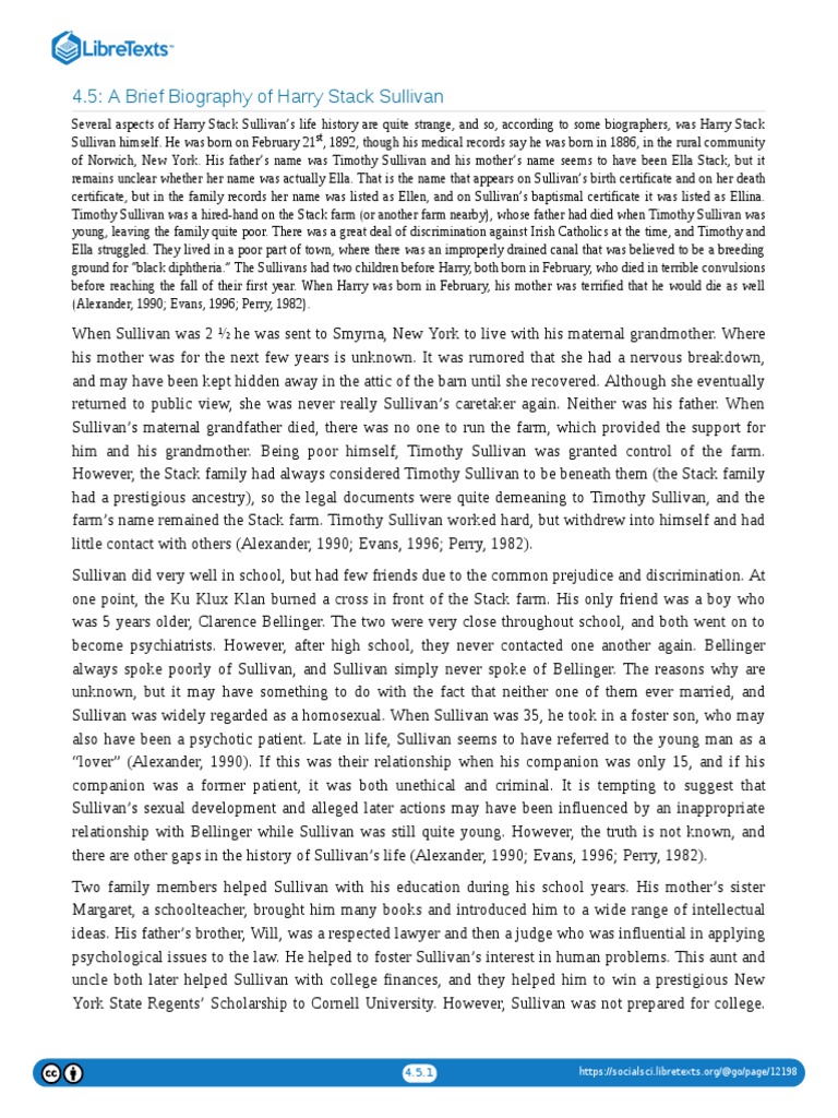 4.05 A Brief Biography of Harry Stack Sullivan | PDF | Psychoanalysis ...