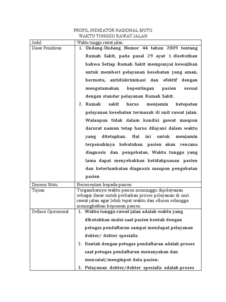 5 Profil Inm Waktu Tunggu Rawat Jalan | PDF