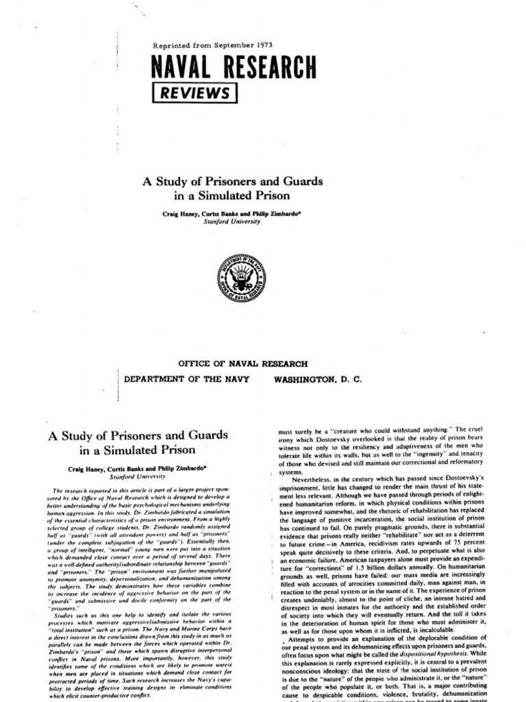A Study of Prisoners and Guards by Philip Zimbardo - Text | PDF ...