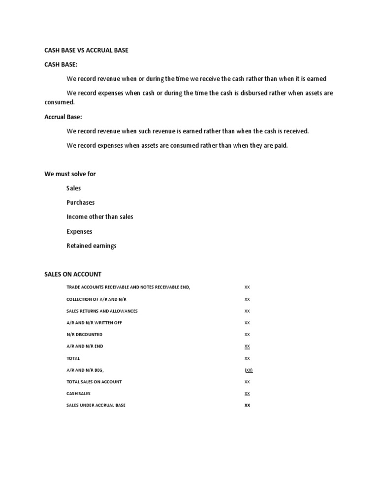 Cash Base VS Accrual Base | PDF | Accrual | Deferral