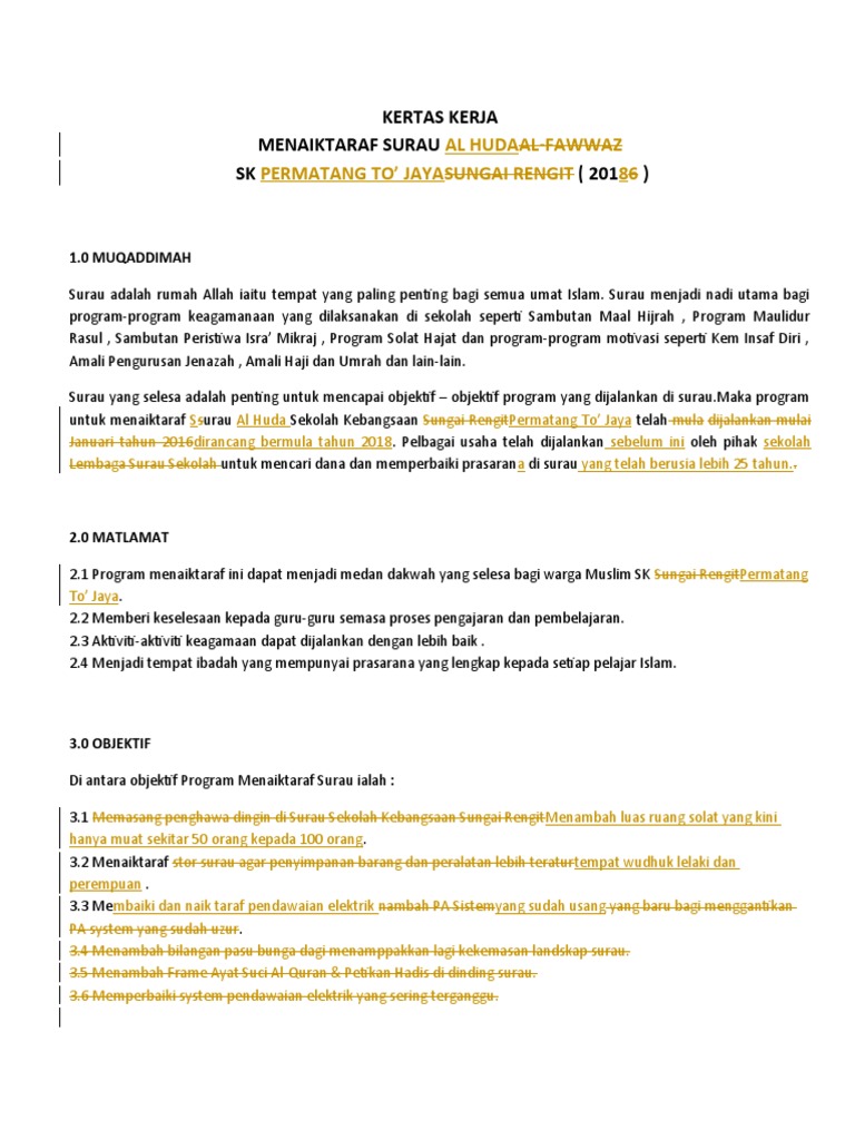 Kertas Kerja Menaiktaraf Surau Pdf