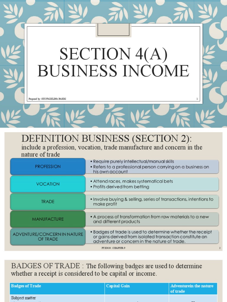 Section 4 (A) Business Income | PDF | Income | Business