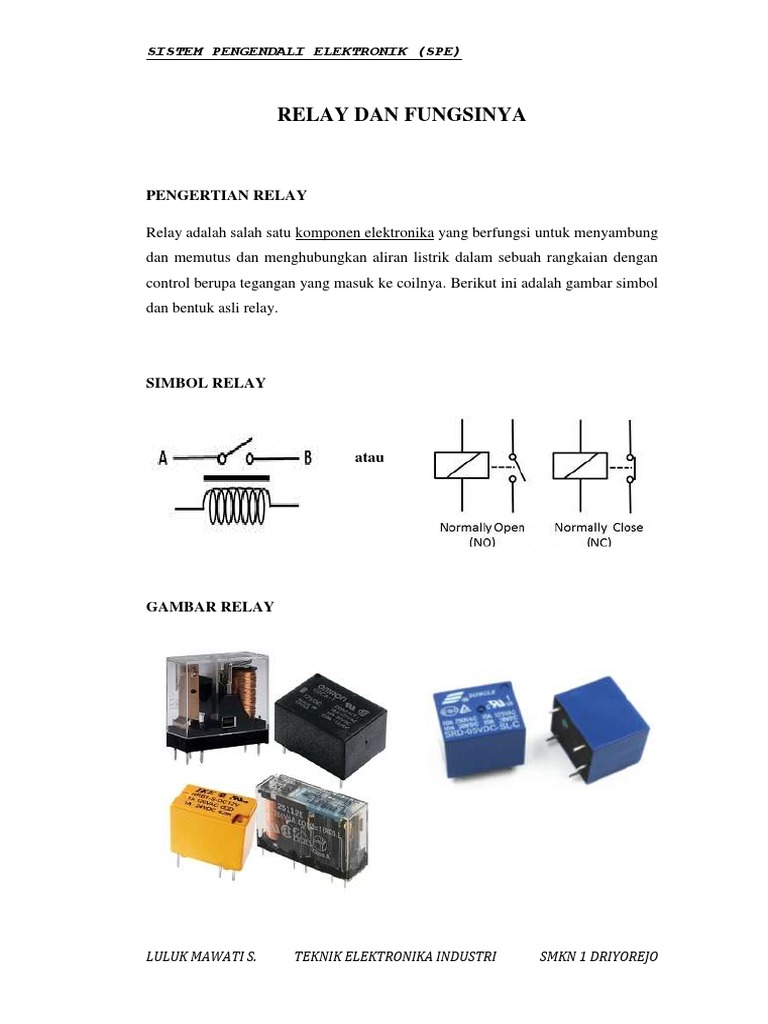 Pengertian dan Fungsi Relay Elektronik | PDF | Metode & Bahan Ajar ...