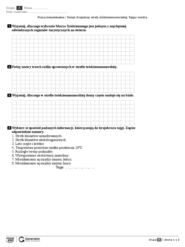 Tajga, Tundra, Strefa Śródziemnomorska | PDF