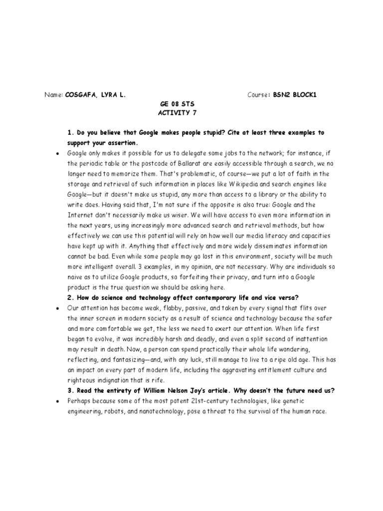 Sts Activity 7 | Download Free PDF | Communication | Science