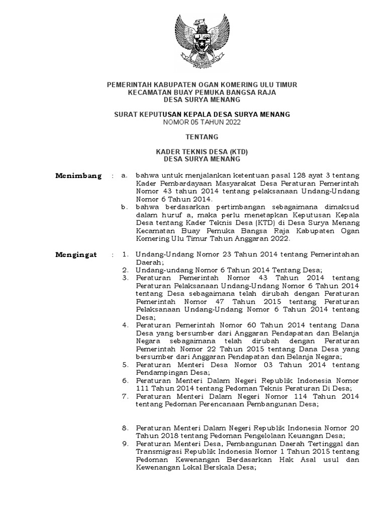 Sk Kader Teknik Desa Pdf