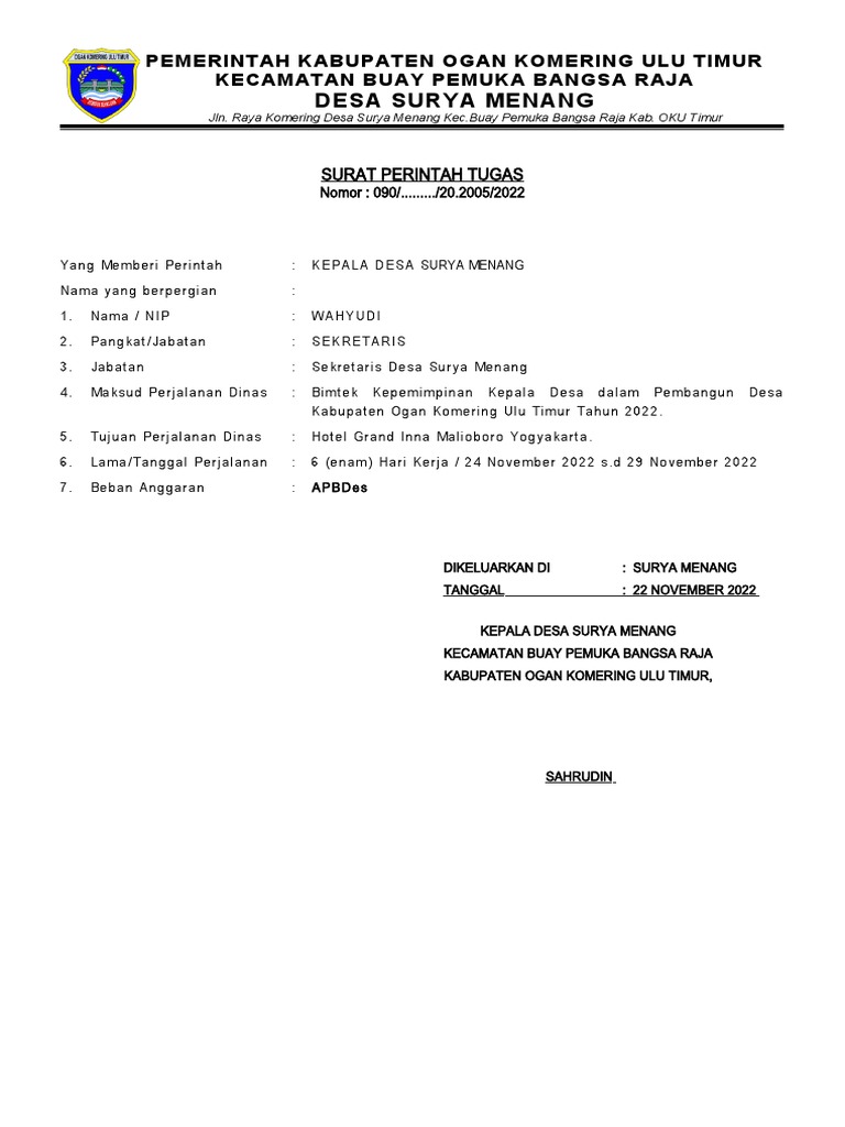 Contoh SPD Desa | PDF
