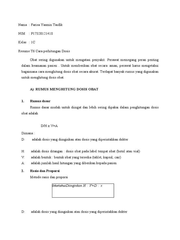 Farisa Yasmin Taufik - 1C - Resume T6 Farmakologi | PDF